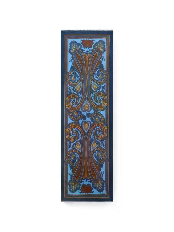 Etro Paisley-print Frayed Scarf - Blue