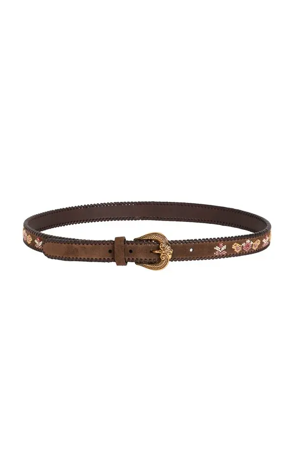 Etro Paisley-embroidered Leather Belt - Brown