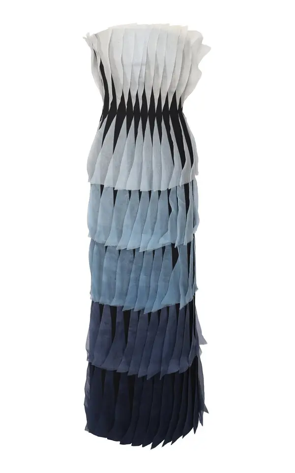 CHORUS Exclusive Phyllis Pleated Silk-blend Organza Maxi Dress - Blue