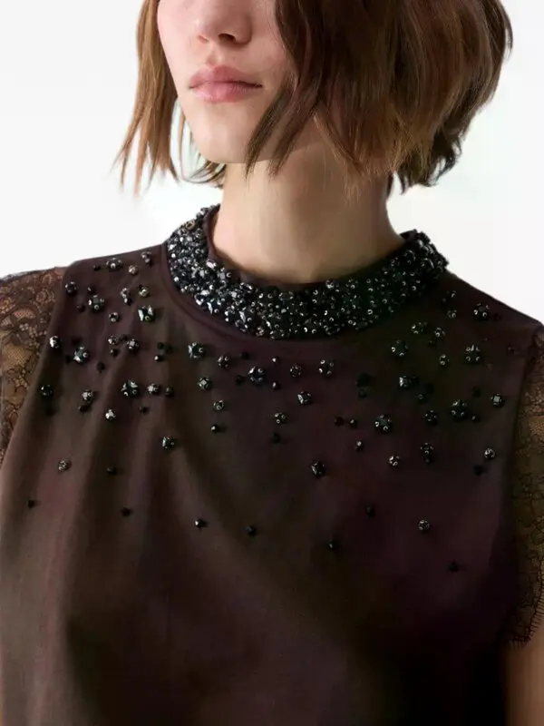 Liu Jo Lace-trim Embellished T-shirt