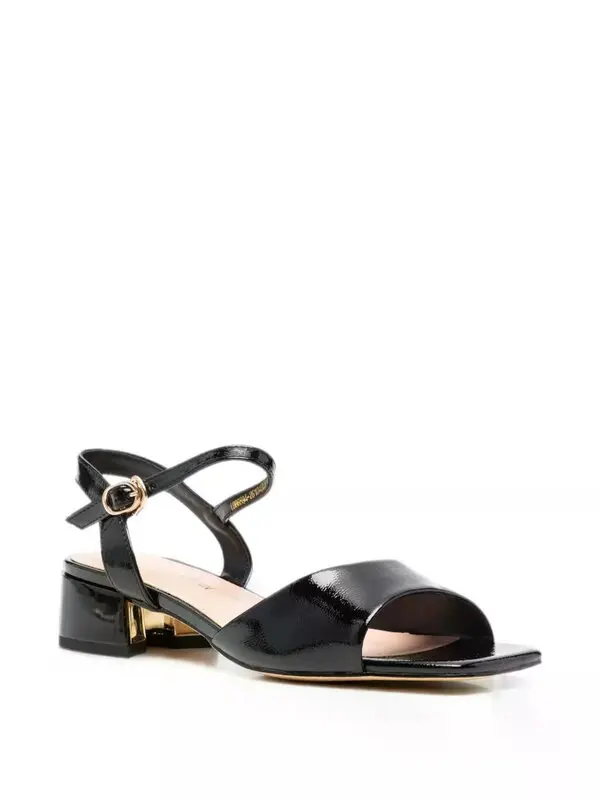 LINDA BAUMANN Patent-finish Block-heel Sandals