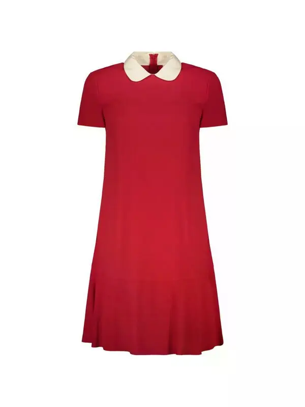 Red Valentino Contrast-collar Short-sleeve Dress - Red