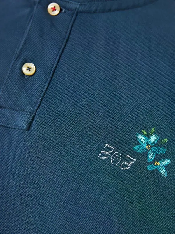 BOB Logo-print Piqué Polo Shirt - Blue