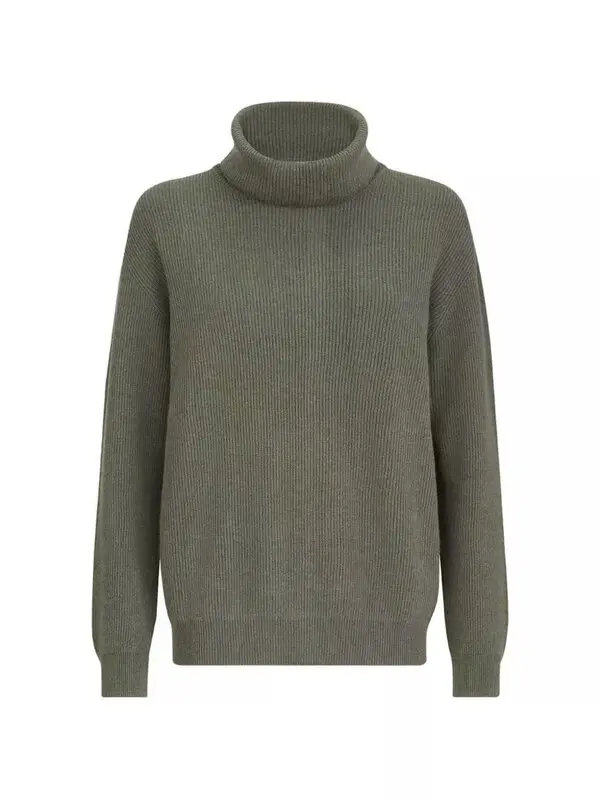 Brunello Cucinelli Cashmere English-rib Turtleneck Sweater With Monili - Green