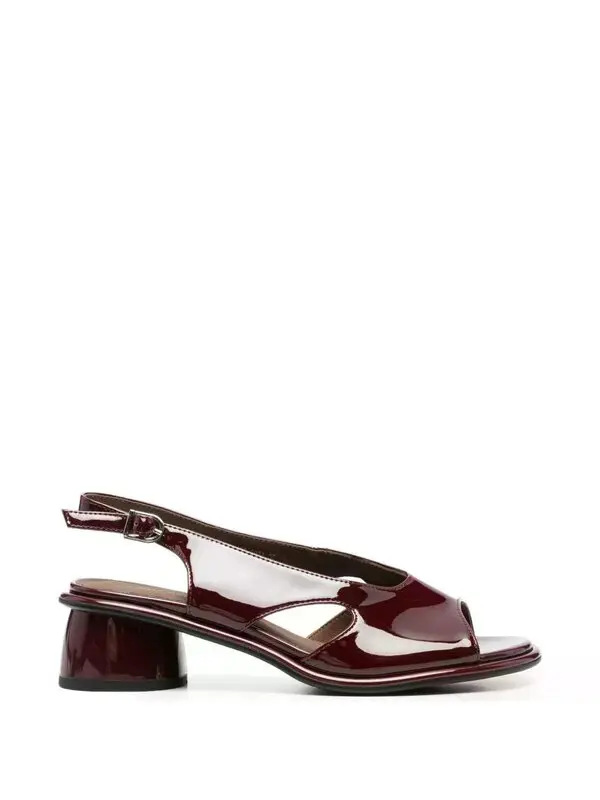 LINDA BAUMANN Patent-finish Slingback Sandals