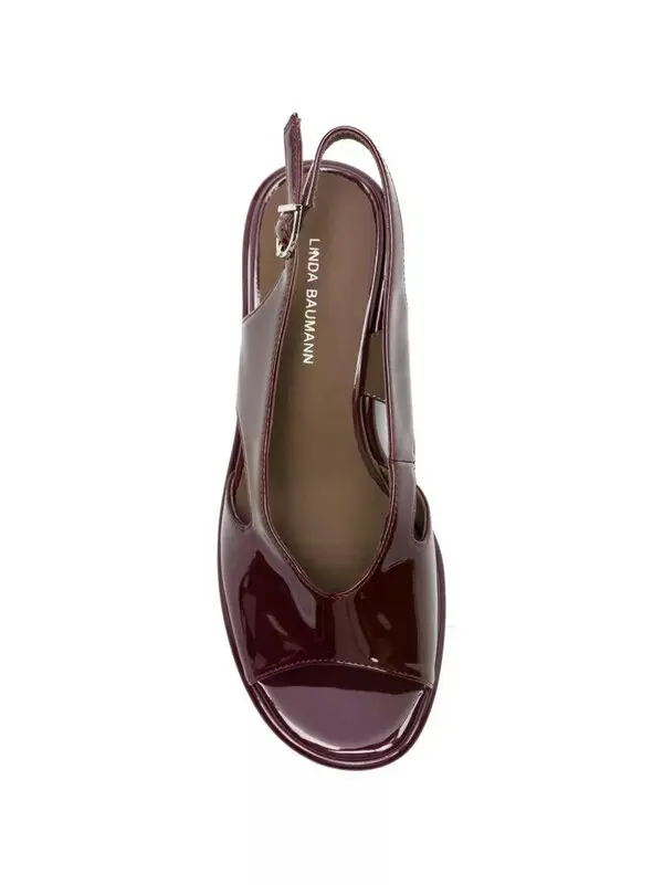 LINDA BAUMANN Patent-finish Slingback Sandals