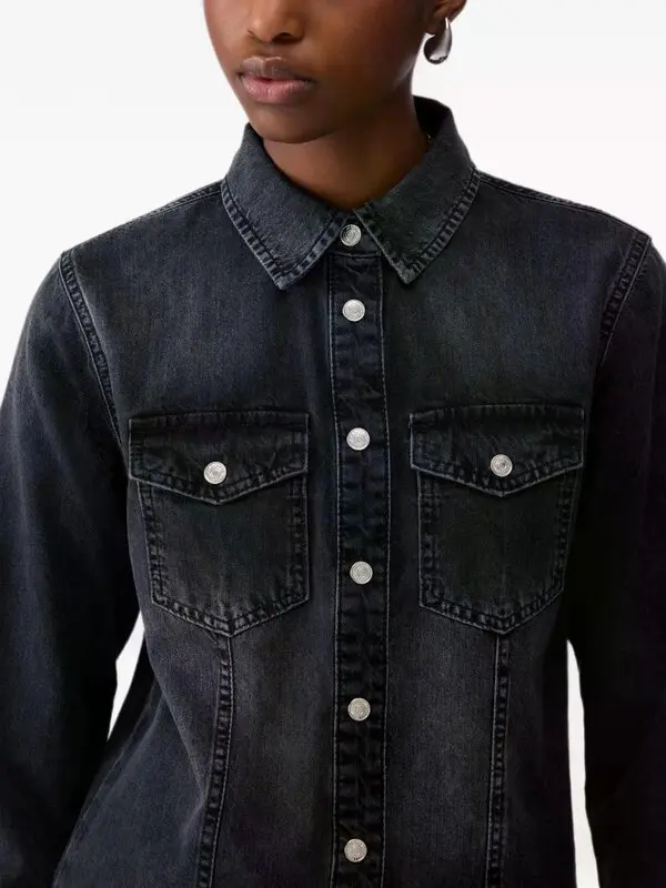 Liu Jo Slim Fit Denim Shirt With Embroidered Jewel Pockets