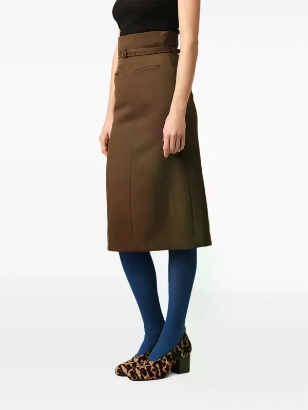 AMI Paris Pencil Belted Wool Skirt
