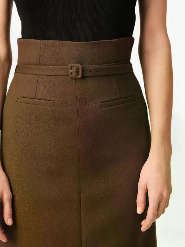 AMI Paris Pencil Belted Wool Skirt