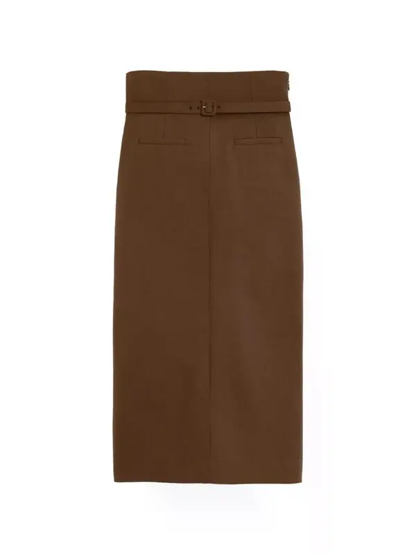 AMI Paris Pencil Belted Wool Skirt