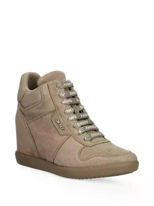 Dkny Wedge-heel Logo-print Sneakers