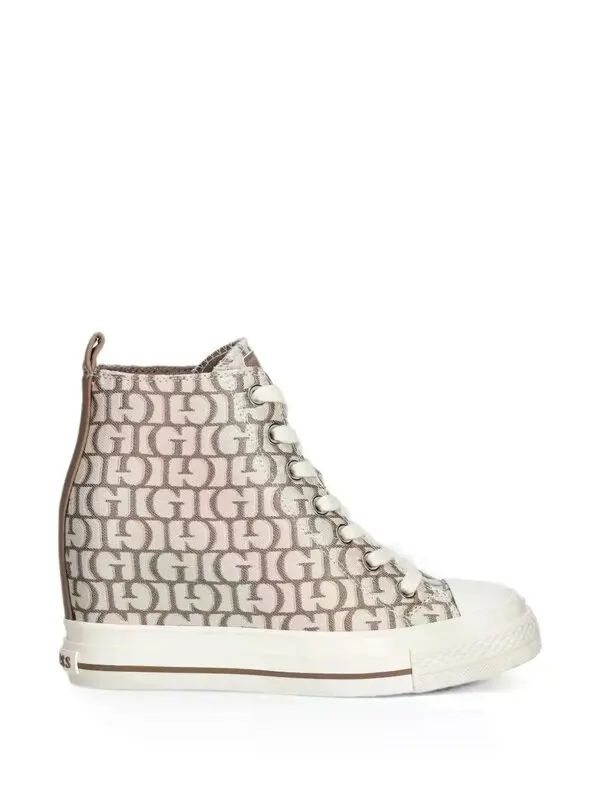 Guess Monogram-print Lace-up Sneakers - Neutrals