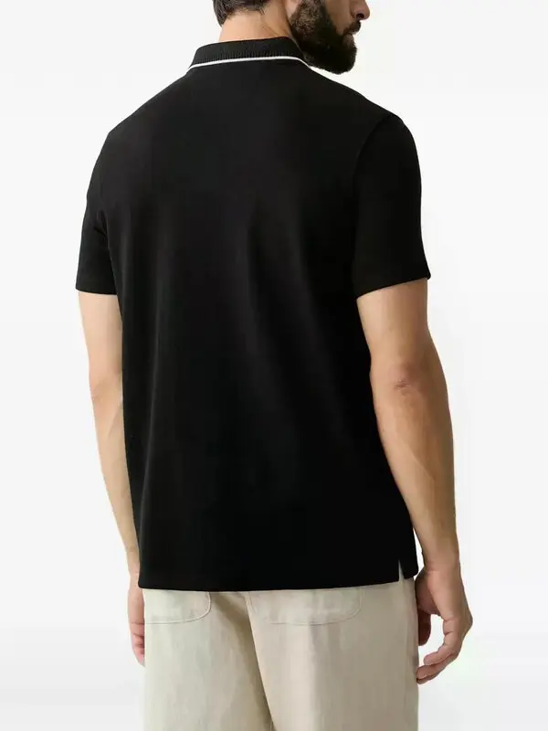 Guess Logo-patch Tipped-collar Polo Shirt