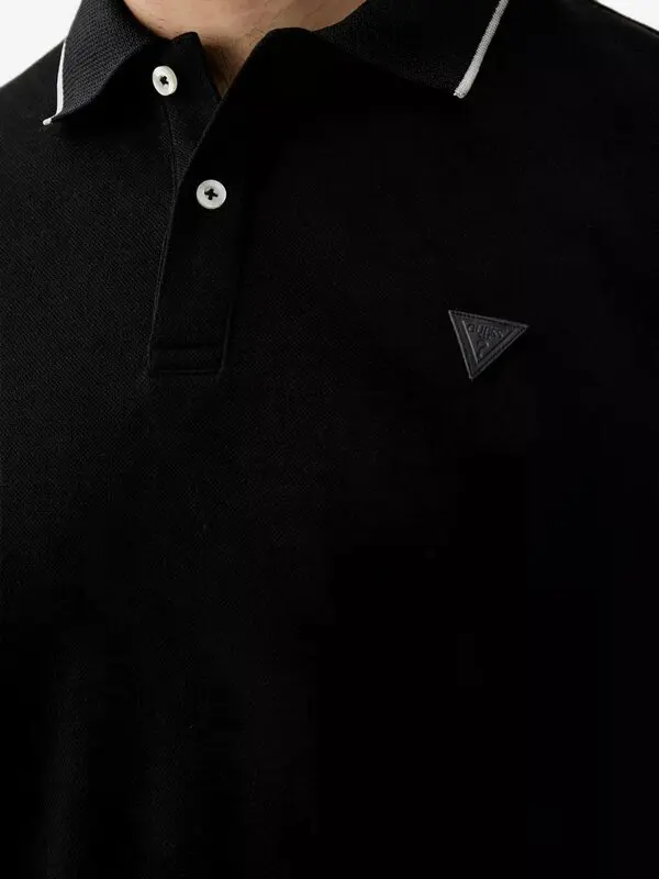 Guess Logo-patch Tipped-collar Polo Shirt