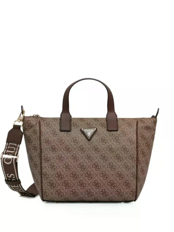 Guess Follie Monogram-print Logo-plaque Tote Bag - Brown