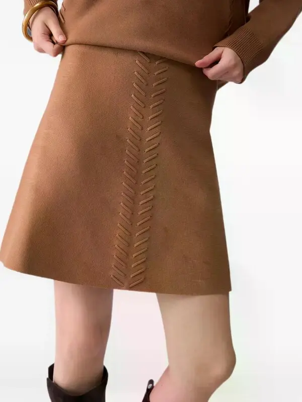 Liu Jo Knit Mini Skirt With Braided Details - Neutrals