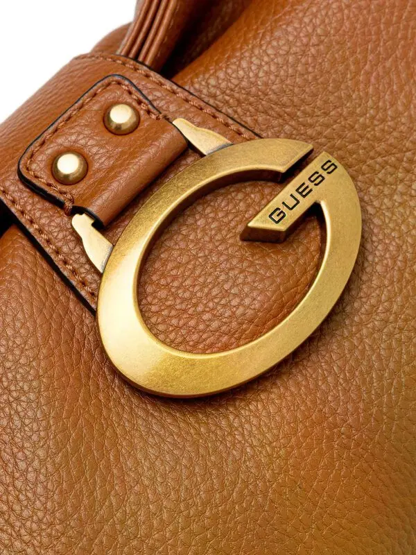 Guess Camden Logo-plaque Pebbled Midi Shoulder Bag - Brown