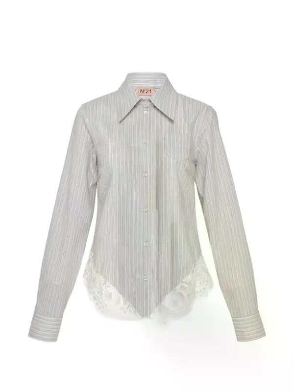 N°21 Striped Lace-trim Shirt - Blue