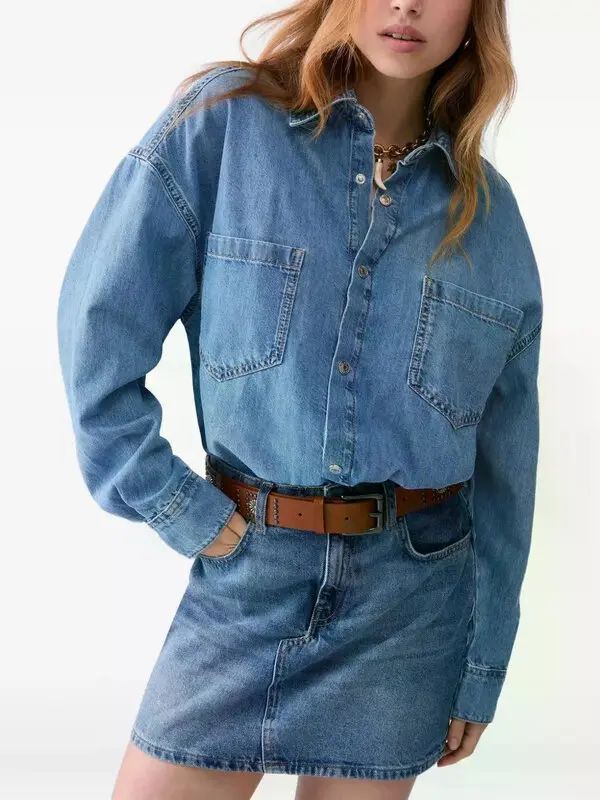 Liu Jo Short Denim Dress With Jewelled Belt