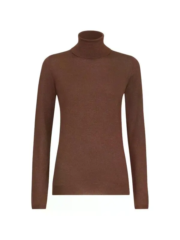 Brunello Cucinelli Sparkling Cashmere And Silk Lightweight Turtleneck Sweater - Brown