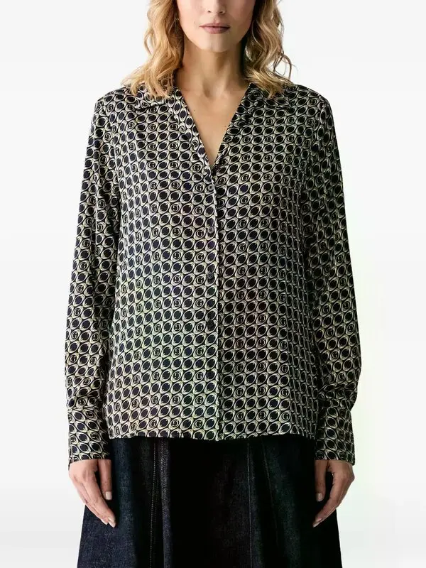 Guess Monogram-print Long-sleeve Blouse