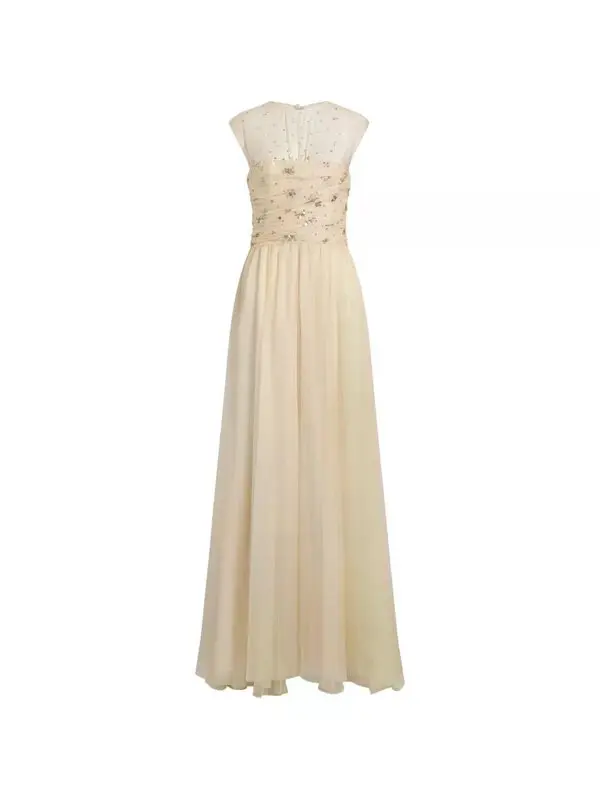 Alberta Ferretti Embellished Gathered Dress - Neutrals