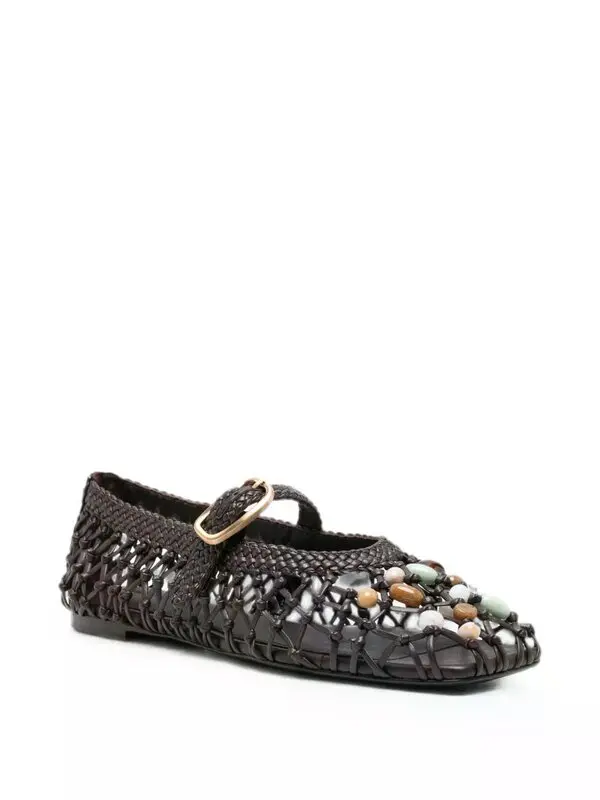 Cult Gaia Mercier Bead-embellished Ballet Flats - Brown