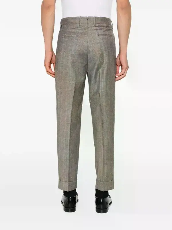 BERWICH Check-pattern Pleated Wool Trousers