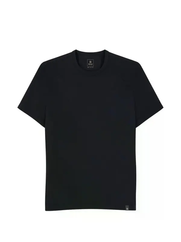Boggi Milano T-shirt In Diagonal Cotton-blend Jersey B-tech - Black