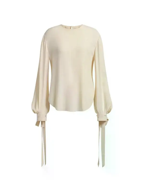 Alberta Ferretti Tie-cuff Long-sleeve Blouse - Neutrals