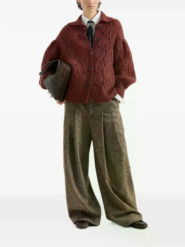 Brunello Cucinelli Cashmere Feather-yarn Heritage Cable Cardigan