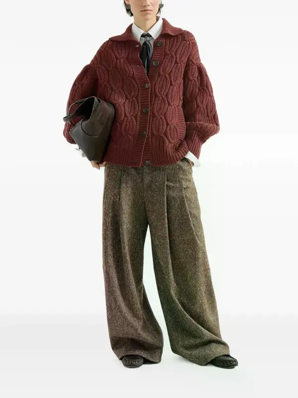 Brunello Cucinelli Cashmere Feather-yarn Heritage Cable Cardigan