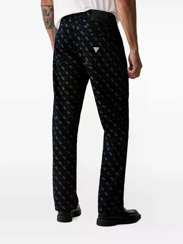 Guess Damon Monogram-print Logo-patch Jeans