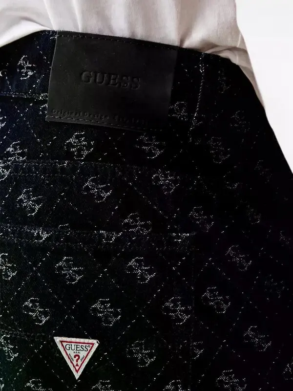 Guess Damon Monogram-print Logo-patch Jeans