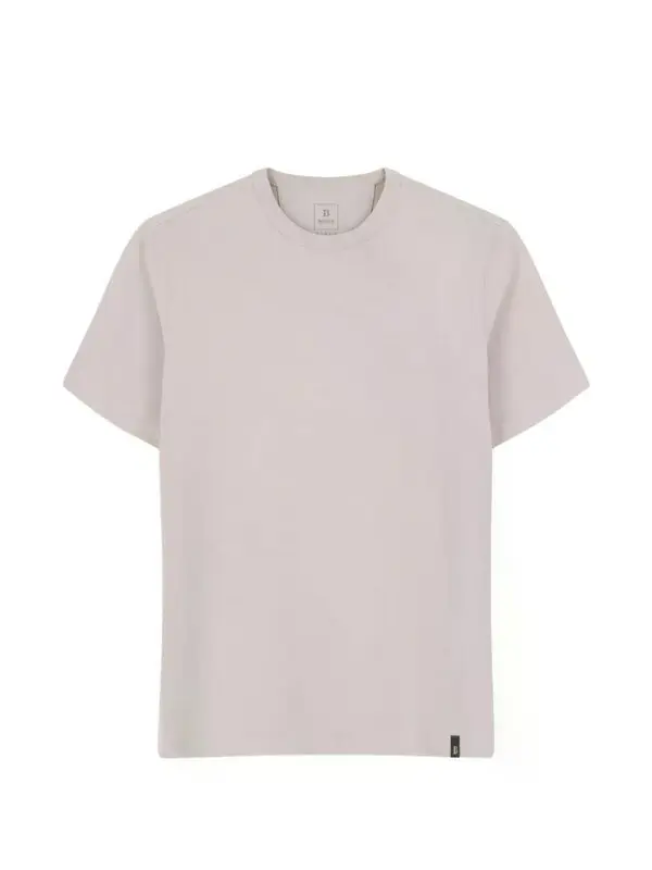 Boggi Milano T-shirt In Diagonal Cotton-blend Jersey B-tech - Neutrals