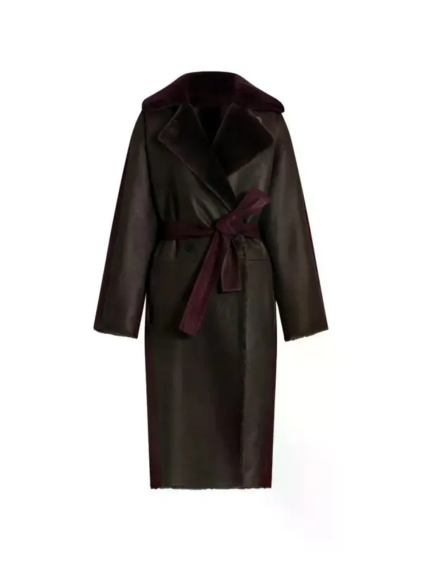 Alberta Ferretti Belted Leather Coat