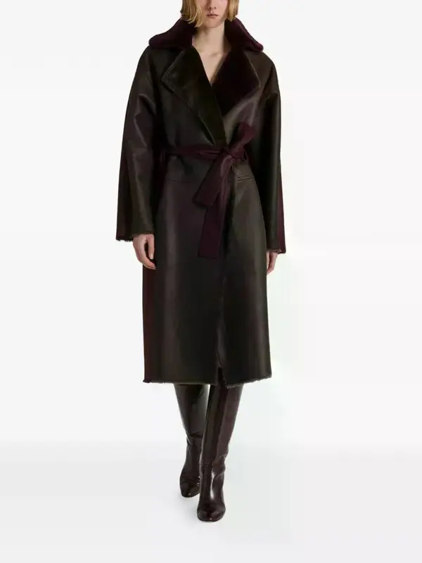 Alberta Ferretti Belted Leather Coat