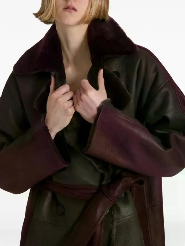 Alberta Ferretti Belted Leather Coat