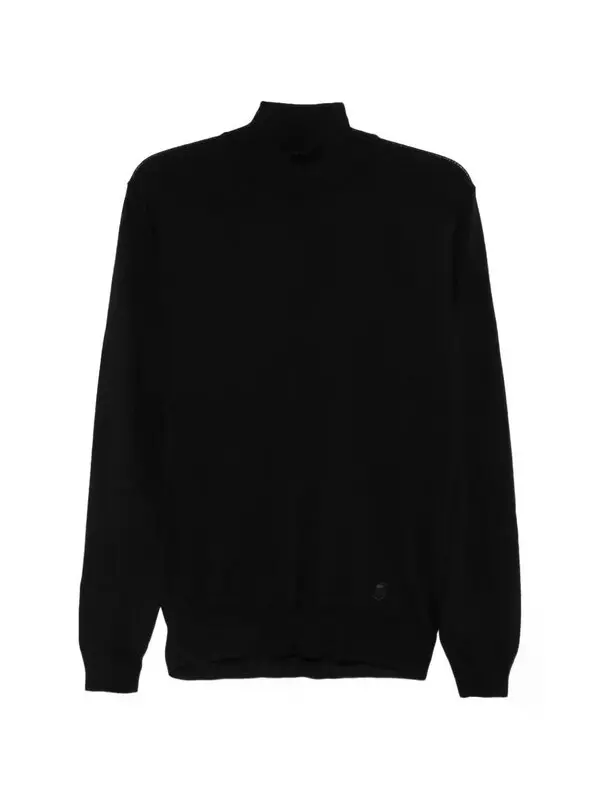 Corneliani Roll-neck Embroidered-logo Sweater - Black