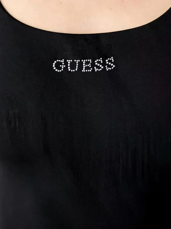 Guess Rhinestone-logo Scoop-neck Mini Dress