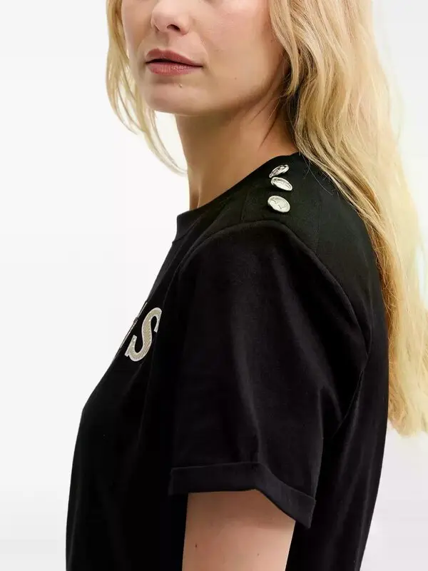 Guess Button-detail Logo-print T-shirt
