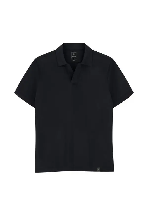 Boggi Milano Polo In Stretch Cotton Blend Piqué Cool Jade-fresh - Black