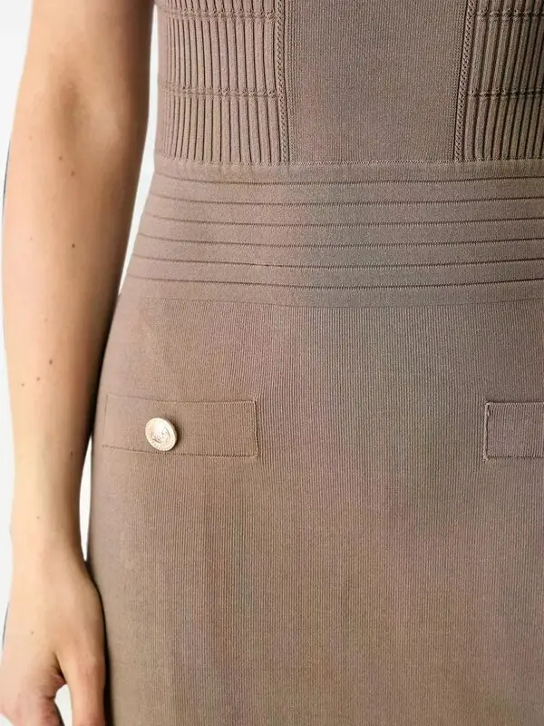 Guess Button-detail Ribbed-knit Mini Dress
