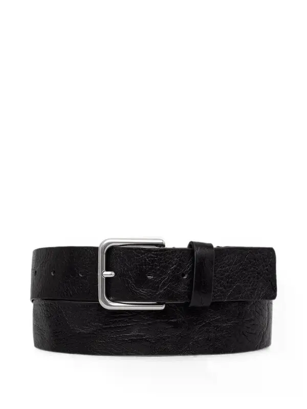 Karl Lagerfeld Crinkled-effect Buckle-fastening Leather Belt - Black