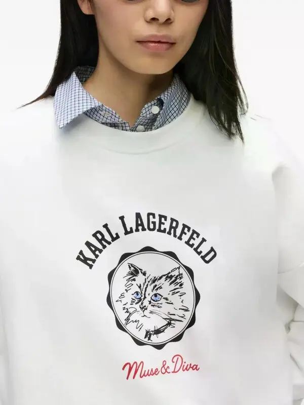 Karl Lagerfeld Ikon Choupette Muse Sweatshirt - White