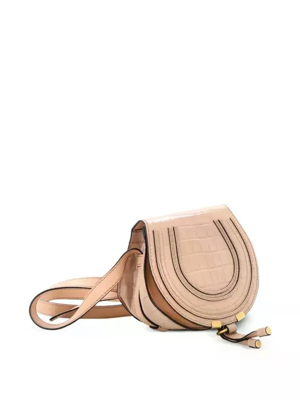 Chloé Marcie Crocodile Embossed Leather Mini Crossbody Bag - Neutrals