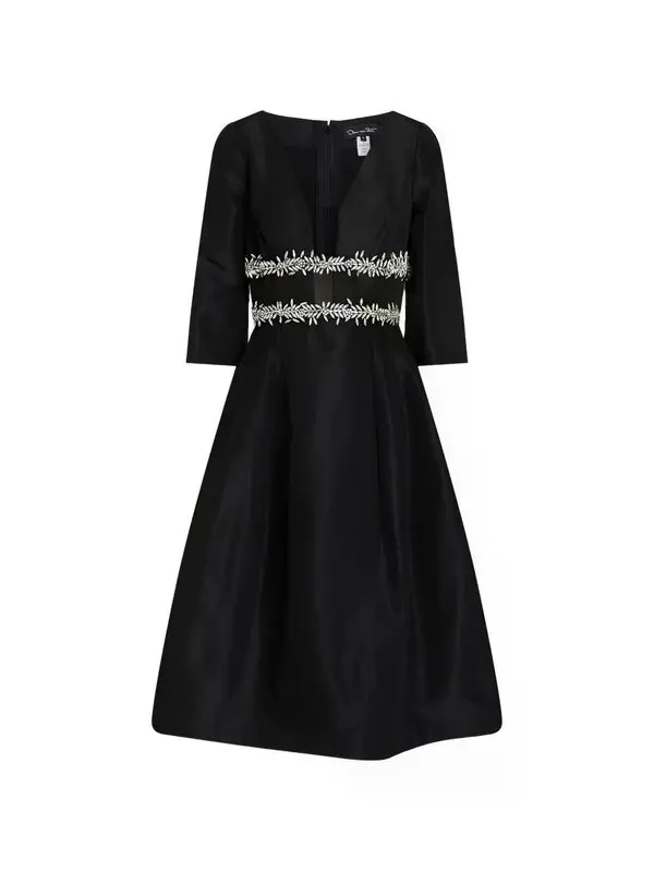 Oscar De La Renta Crystal-embellished Silk-taffeta Midi Dress - Black