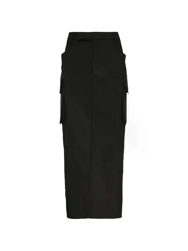 Rick Owens Firbanks Grain De Poudre Midi Skirt - Black