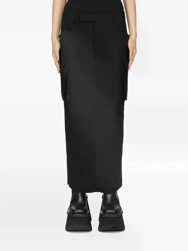 Rick Owens Firbanks Grain De Poudre Midi Skirt - Black
