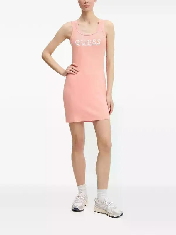 Guess Logo-embroidered Ribbed Dress